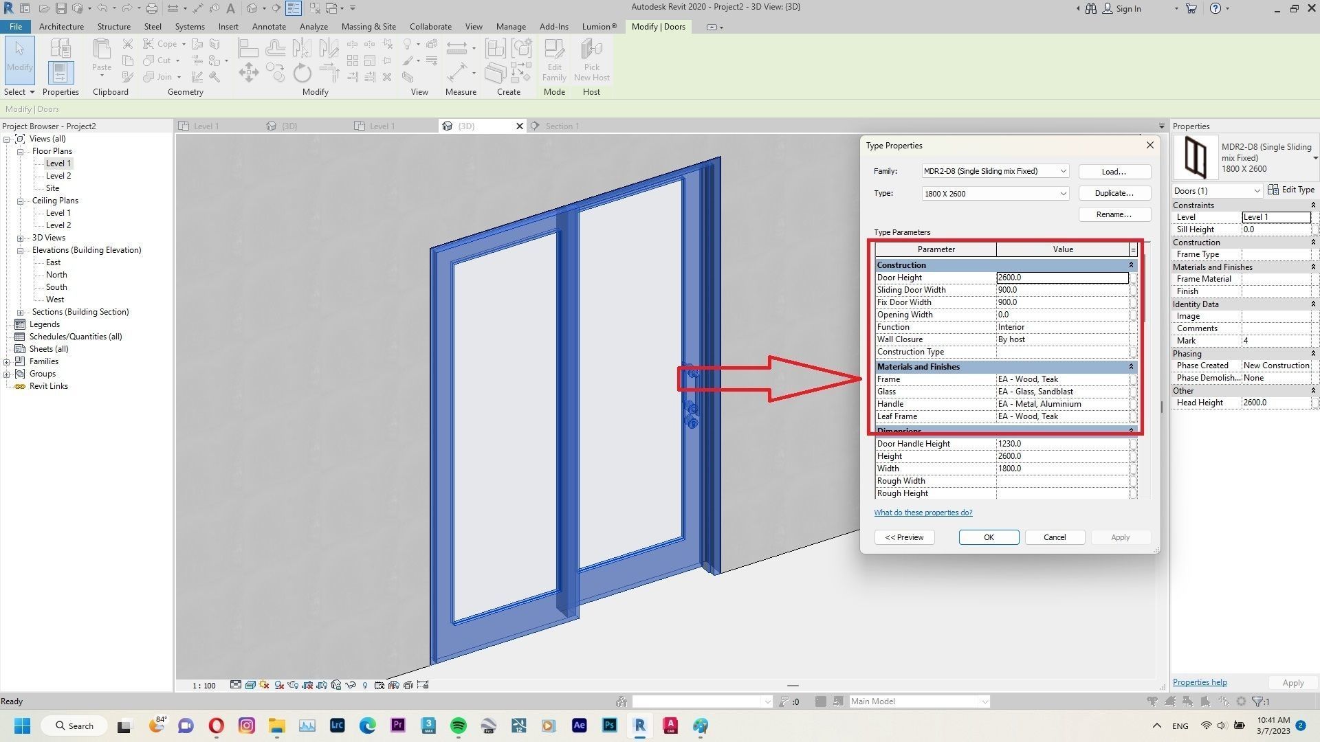 Door Modern Style 01 Parametric Family Revit 3D model | CGTrader