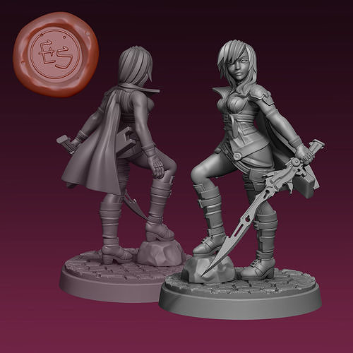 Lightning Final Fantasy XIII - 32mm Miniature 3D model 3D printable ...
