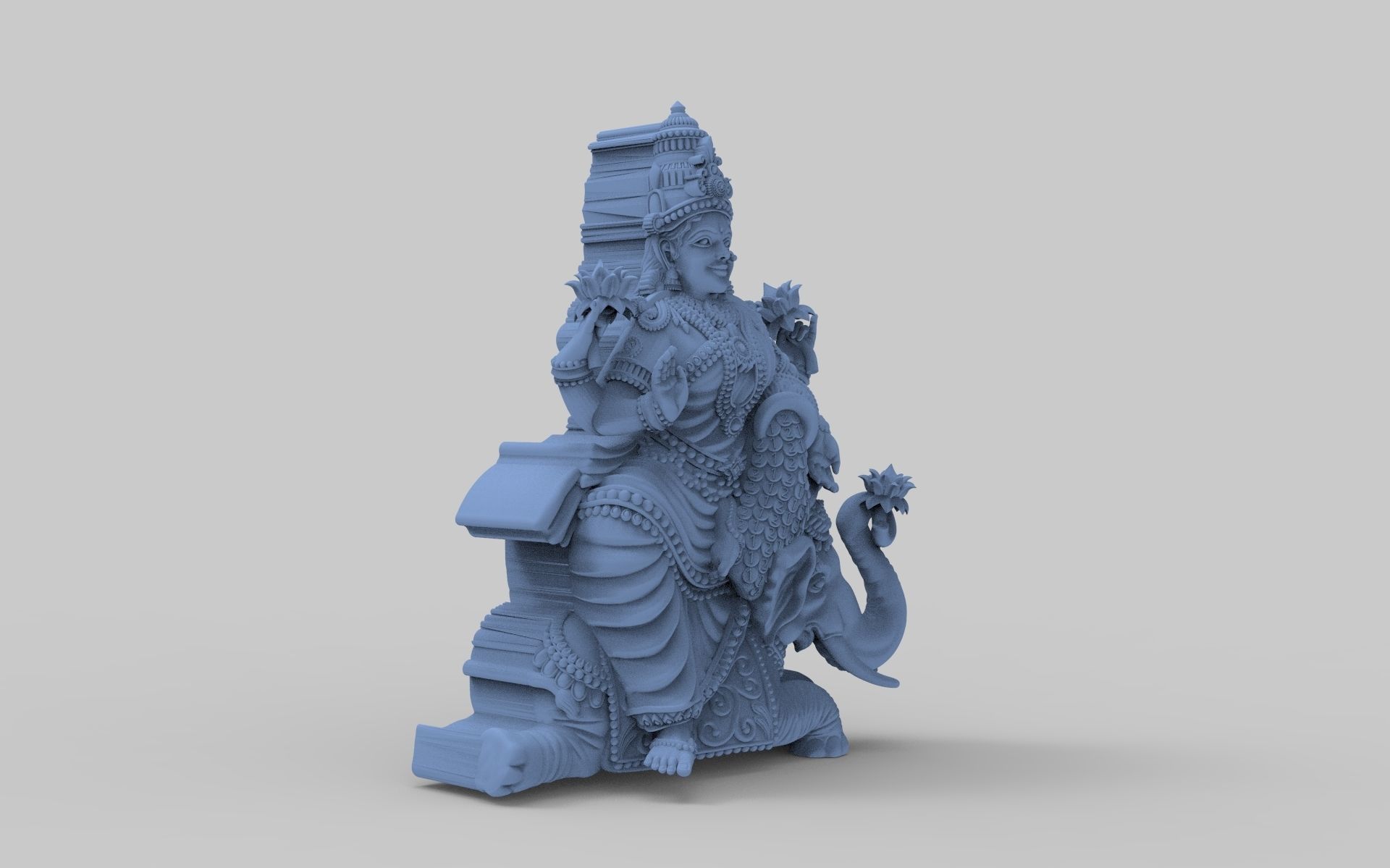 gaja lakshmi hindu god 3D model 3D printable | CGTrader