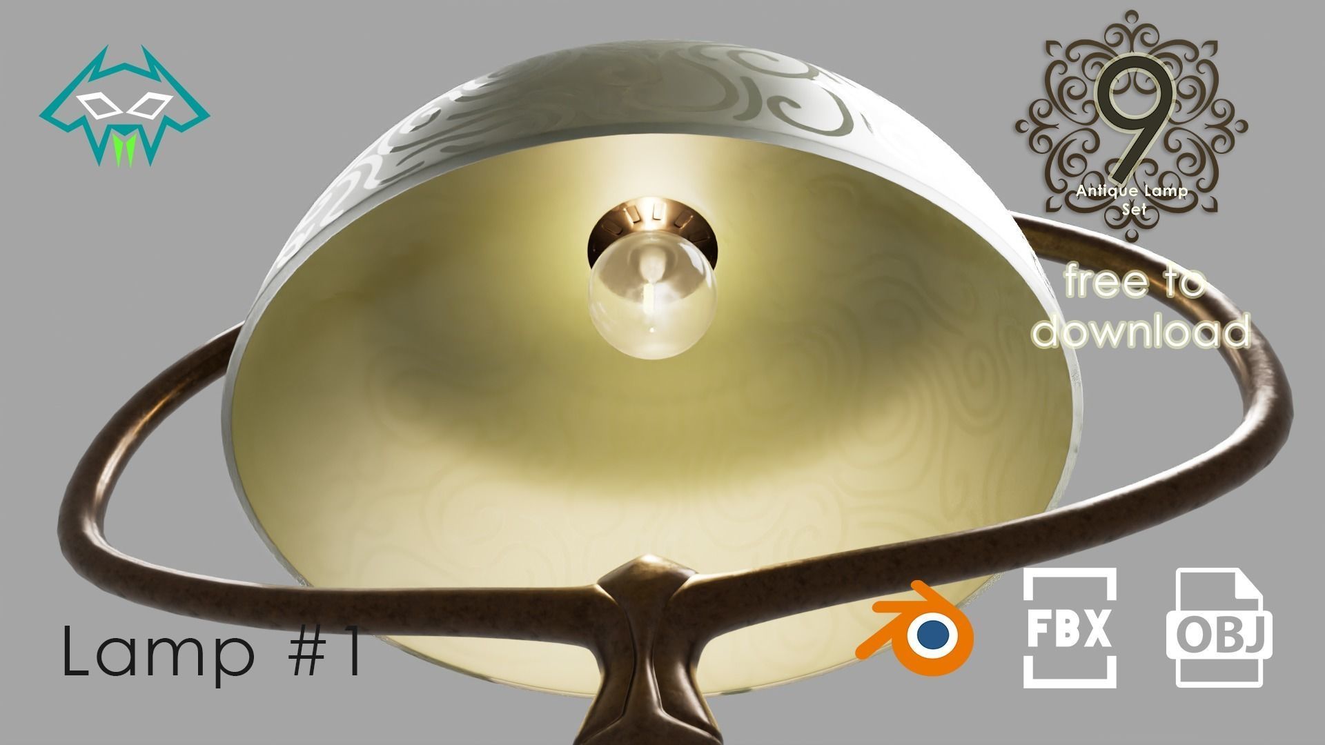 Lamp 1 - 9 Antique Lamp Set Free free VR / AR / low-poly 3D model ...