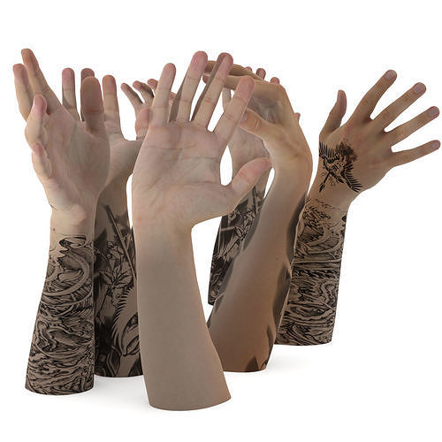 3D model Hand model Photorealistic with Nails Low-poly VR / AR / low ...