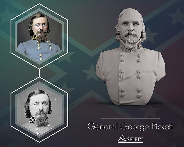 General George Pickett bust sculpture 3D model 3D printable | CGTrader