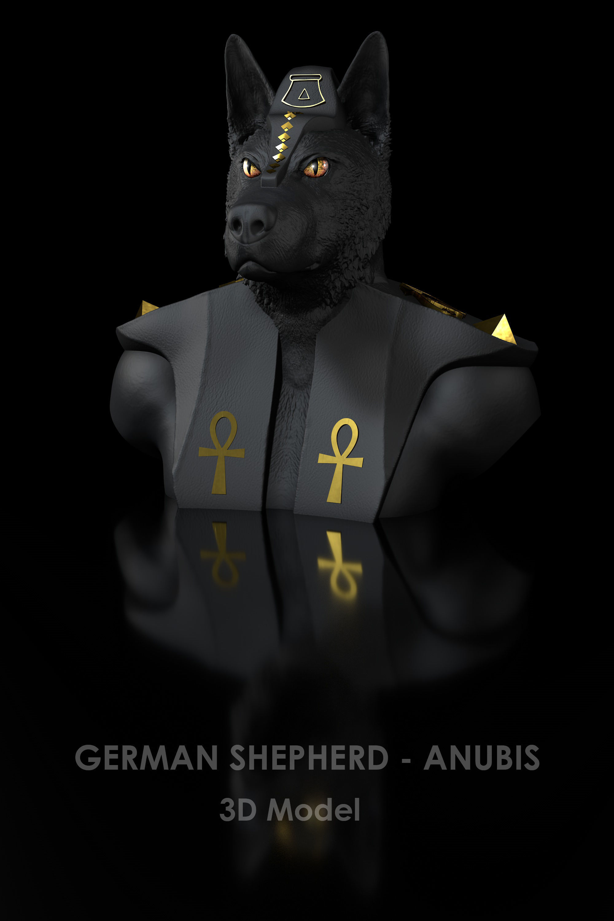 Sheperd Anubis bust - High-Polygon STL-print-file 3D model 3D printable ...