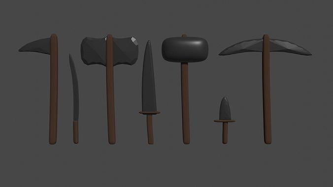 3D model a set of medieval tools and weapons VR / AR / low-poly | CGTrader
