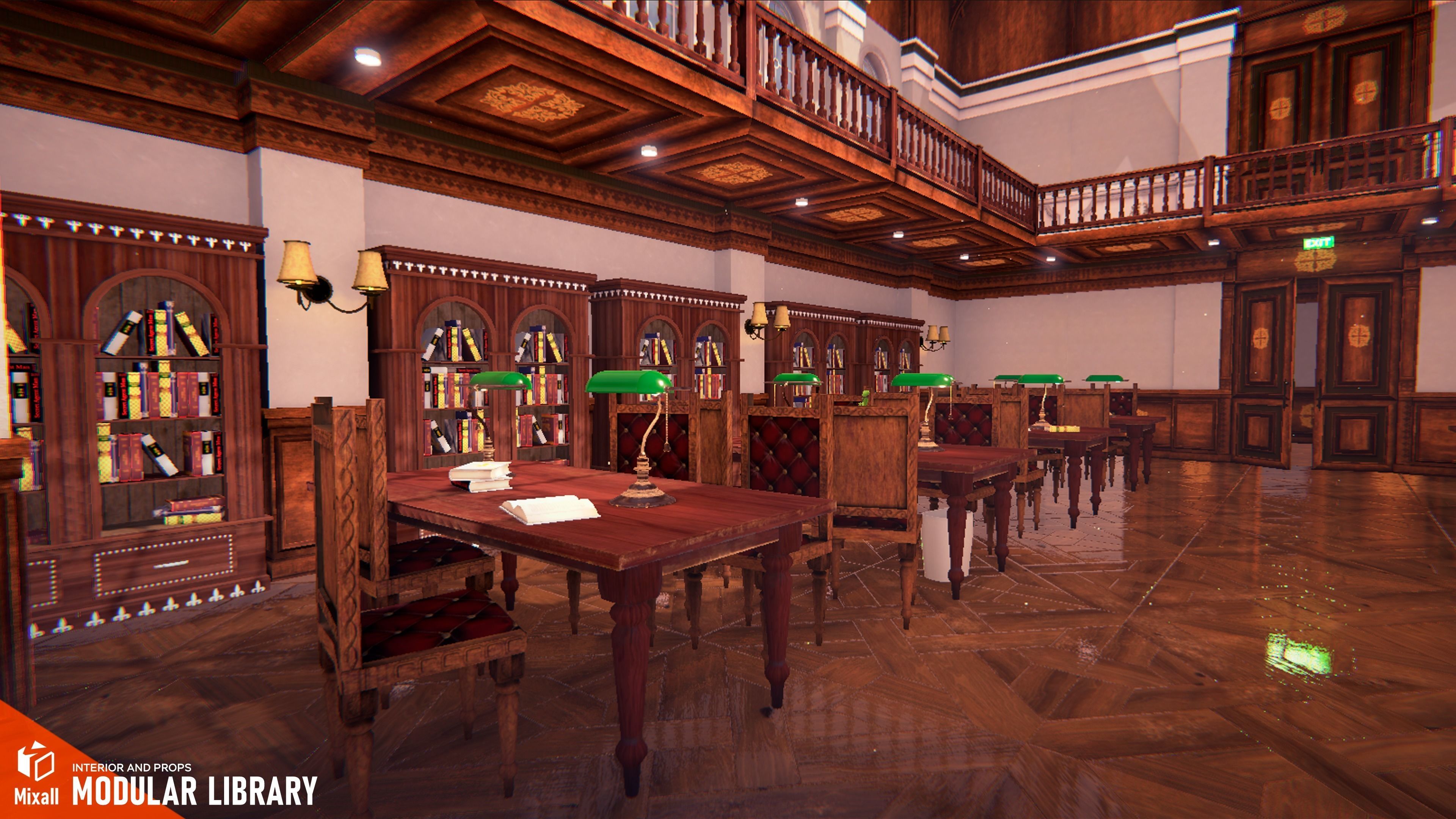 Modular library - interior and props 3D model | CGTrader