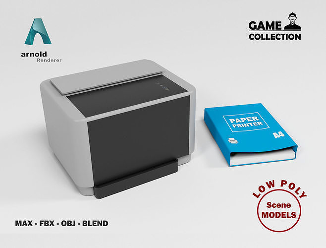 3D model Printer and paper VR / AR / low-poly | CGTrader
