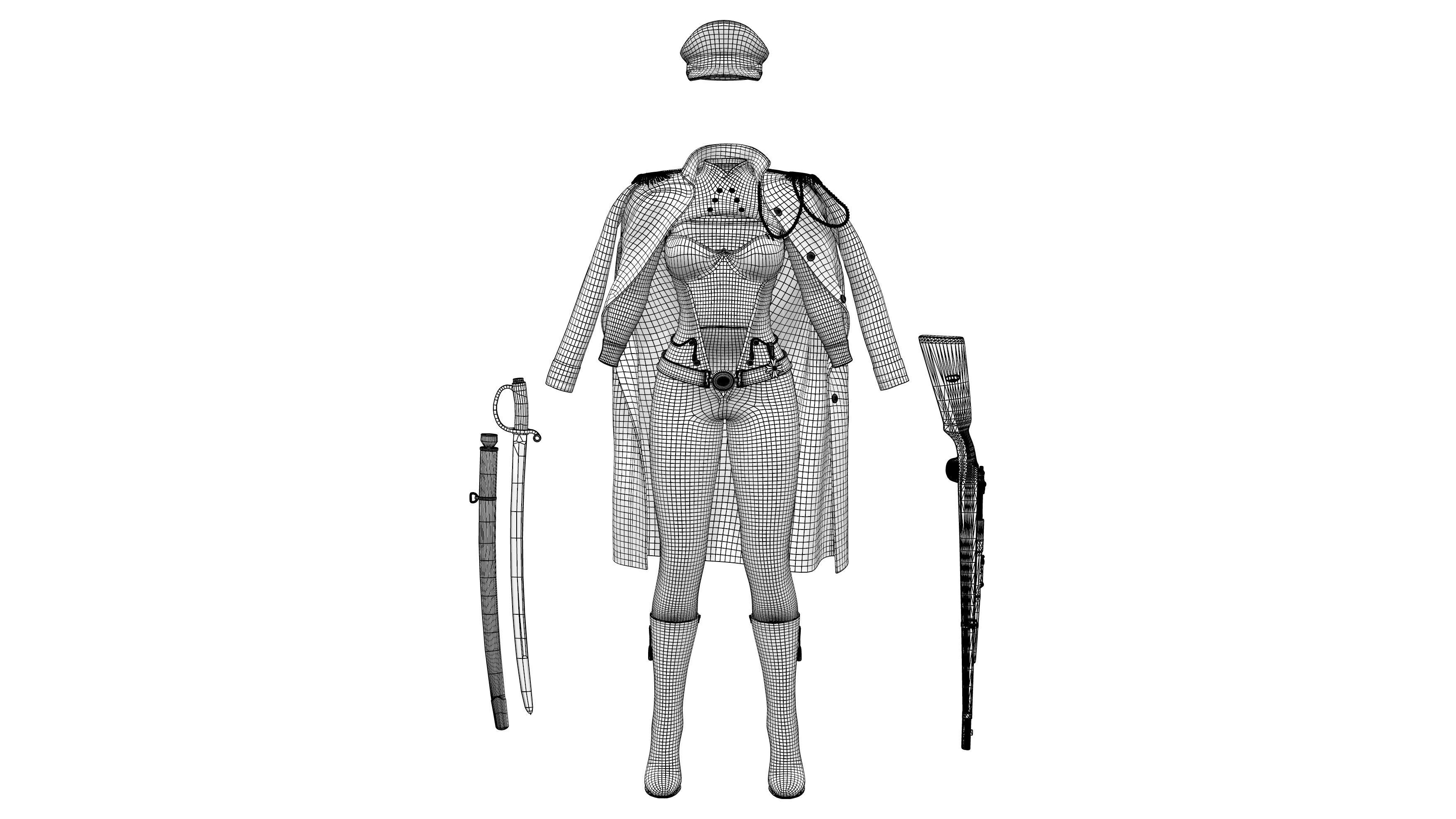 3D model Full Futuristic Female Commander Outfit VR / AR / low-poly ...