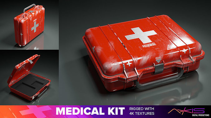 3D model Med Kit Medical First Aid Case Rigged VR / AR / low-poly ...