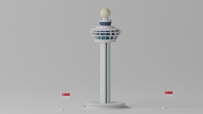 3D model Cartoon Singapore Changi Airport Control Tower VR / AR / low-poly | CGTrader