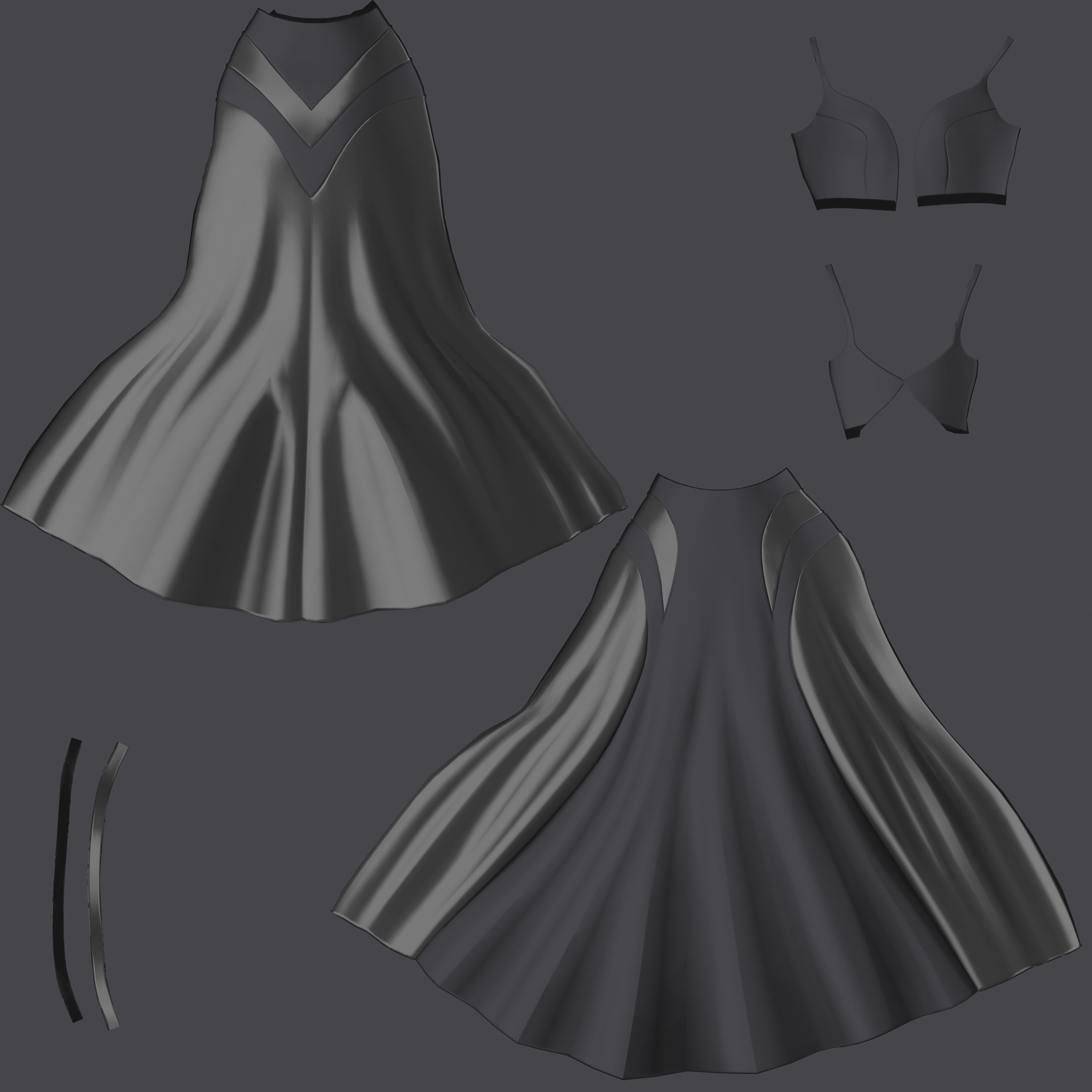 3D model Fancy Prom Dress VR / AR / low-poly | CGTrader