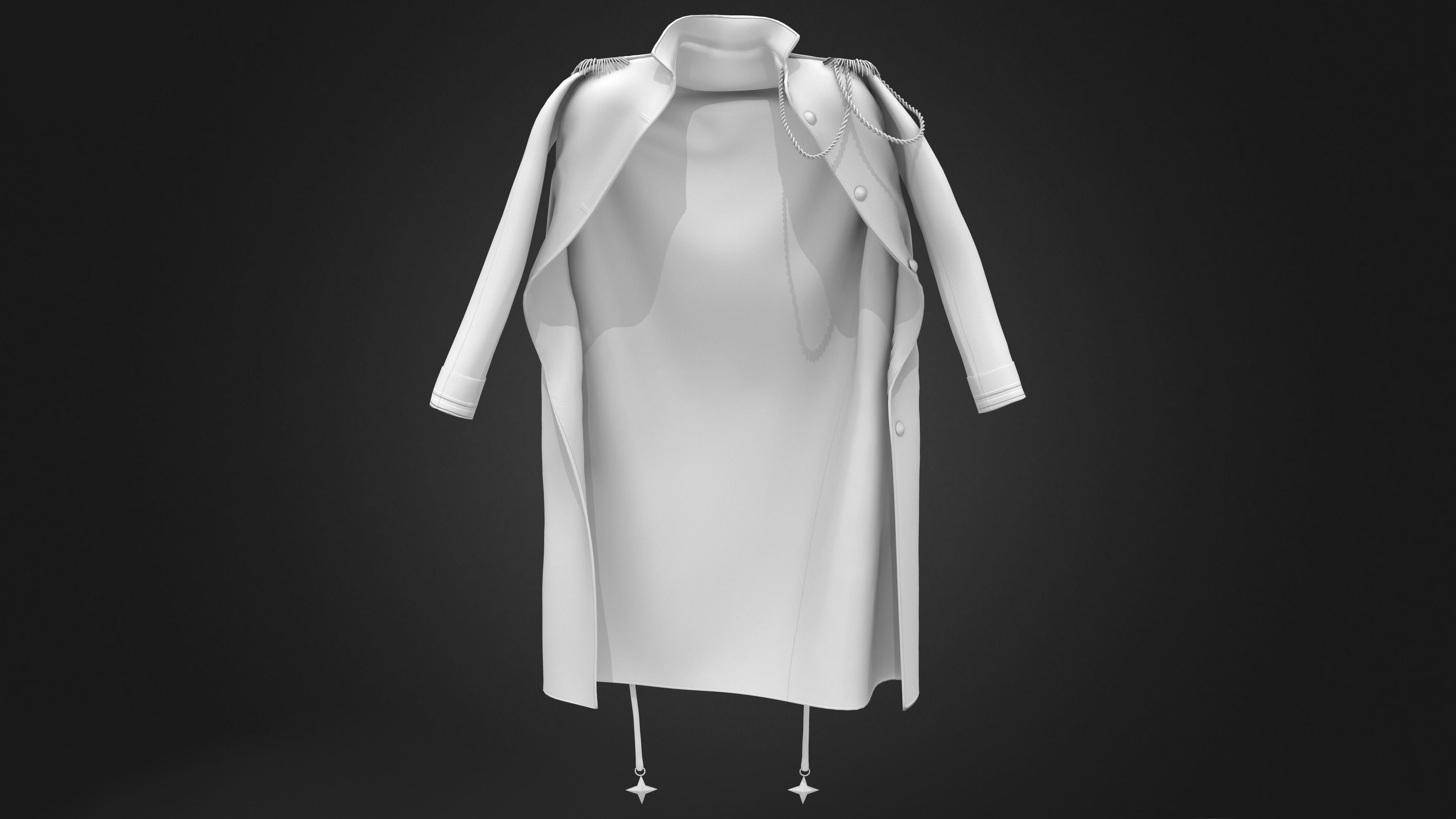3D model Futuristic Commander Over Shoulders Coat VR / AR / low-poly ...