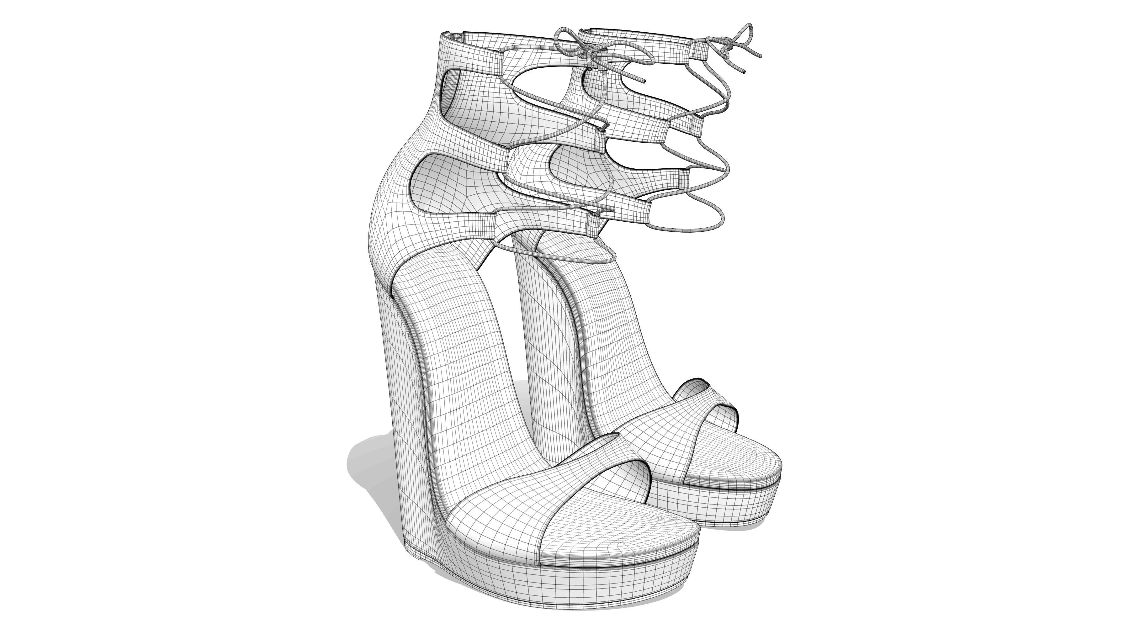 3D model Leather Sandals Wedges Shoes VR / AR / low-poly | CGTrader