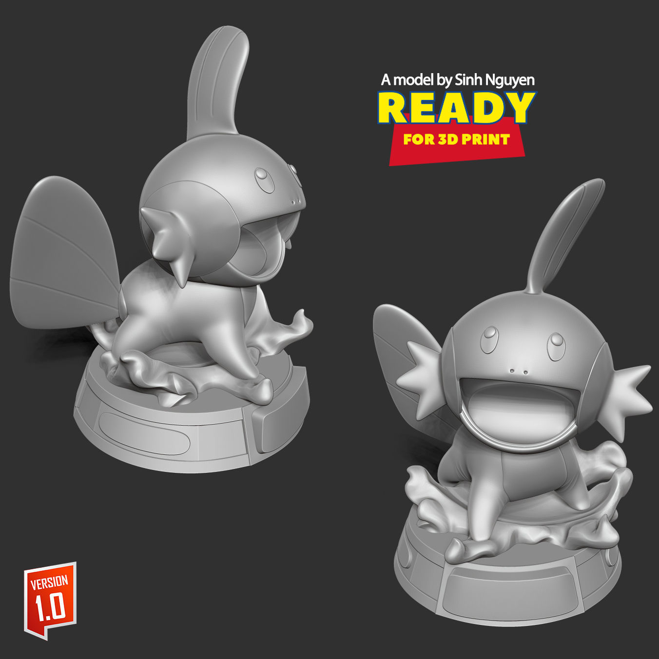 Shiny Mudkip Pokemon Fanart Free 3d Model 3d Printable Cgtrader