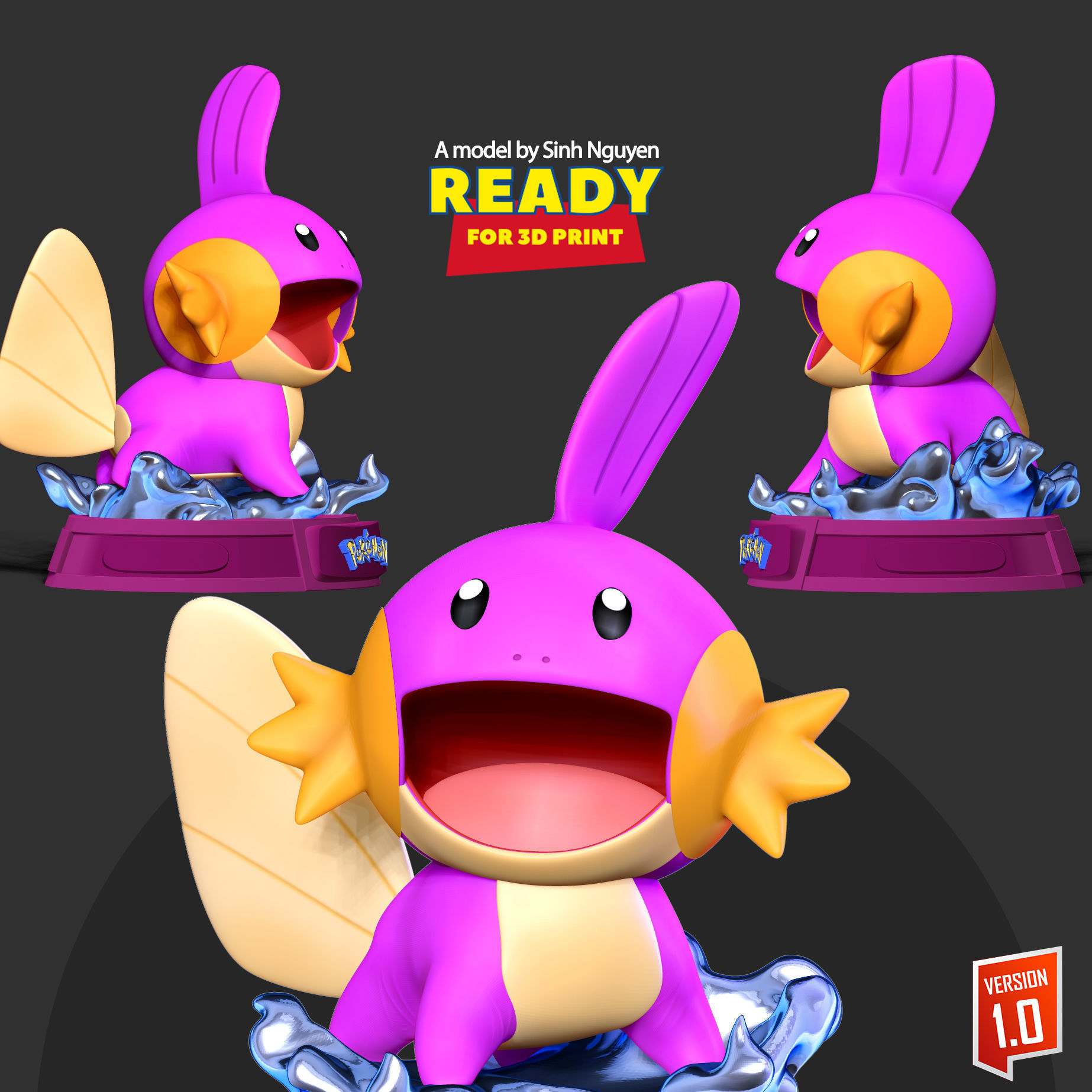Shiny Mudkip - Pokemon Fanart free 3D model 3D printable | CGTrader