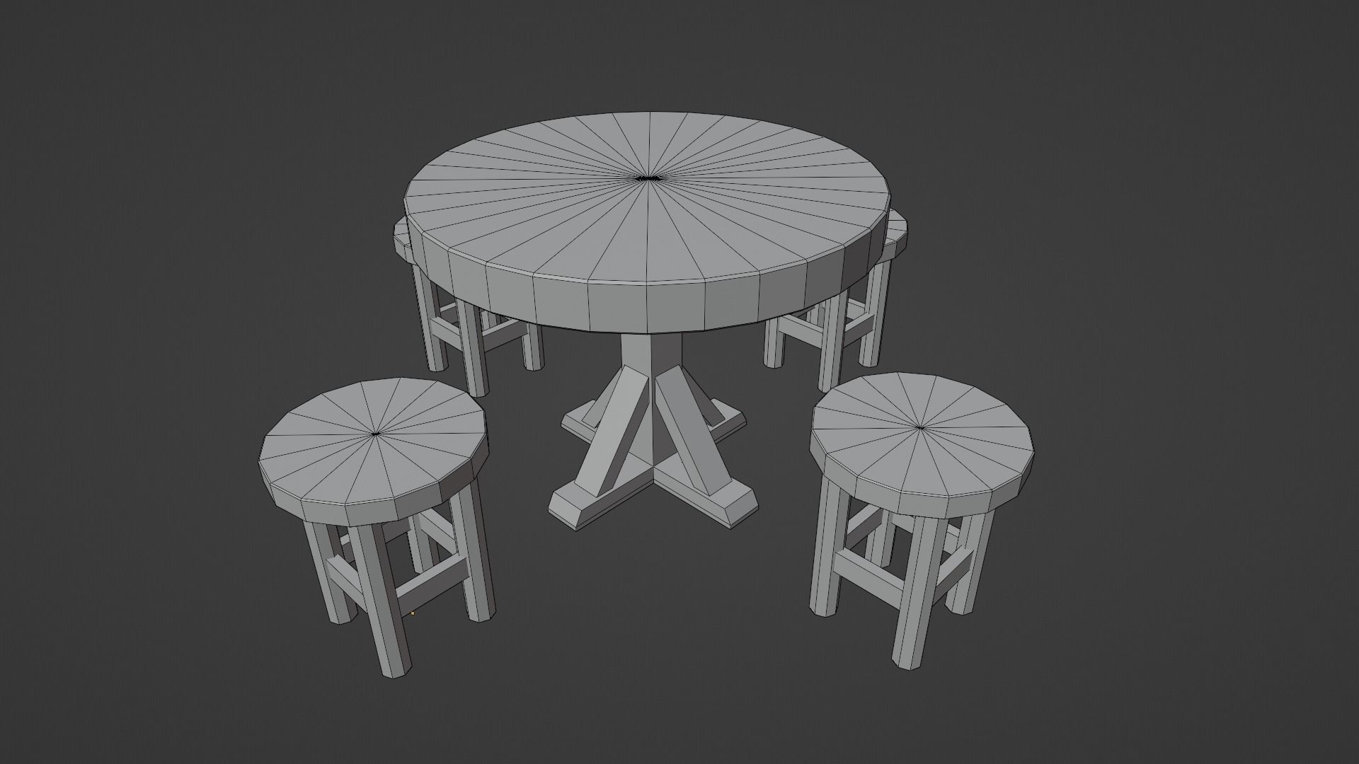 3D model Tavern Props Round Table and Stool Low-poly 3D model VR / AR ...