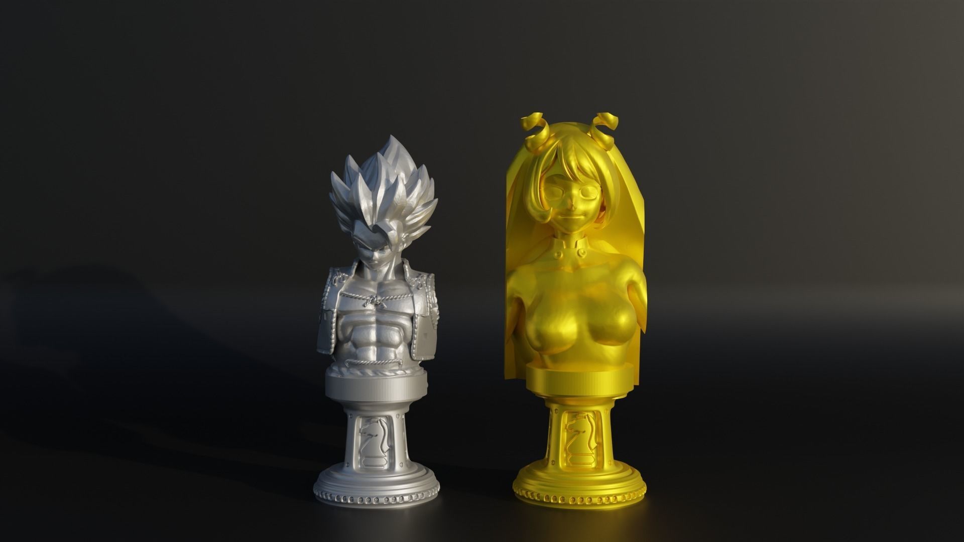 Anime Figure Chess Set - Popular 12 Different Anime Character 3D model ...