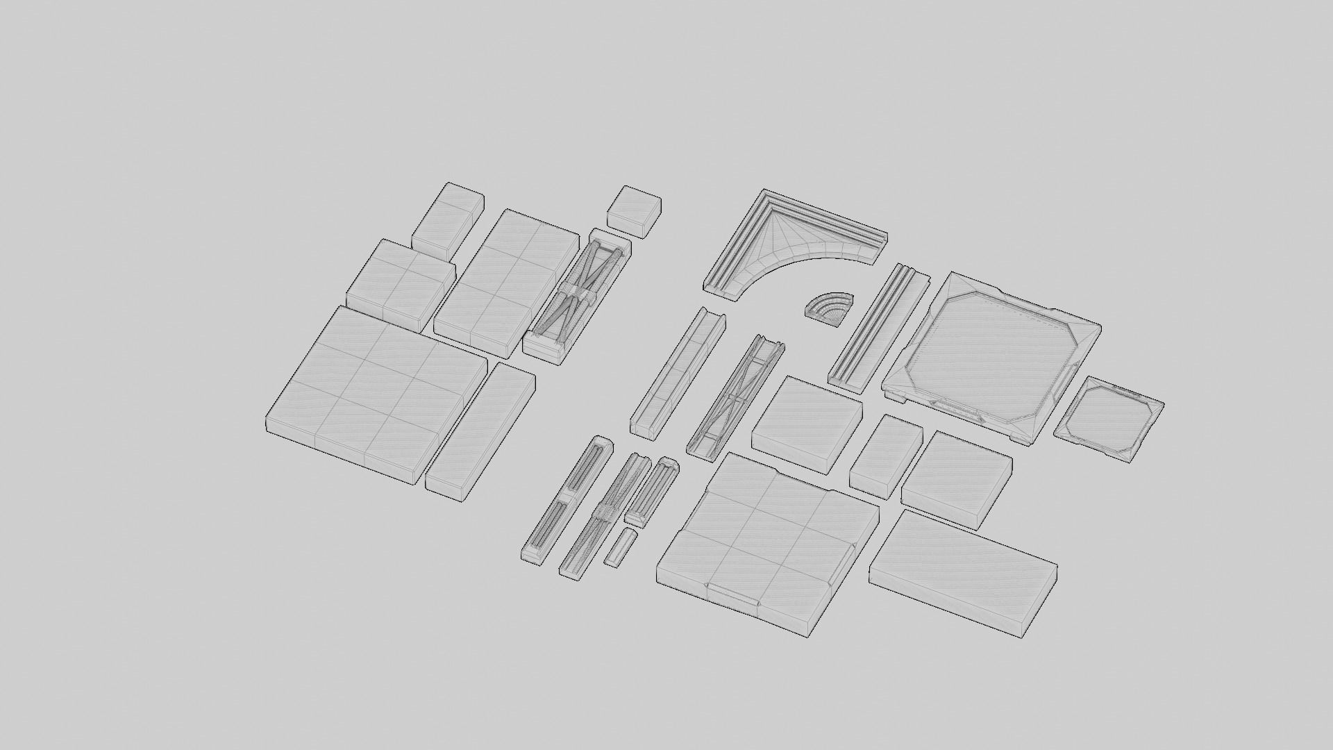 3D model SCIFI modules kitbash Military Base Building Kit Cyberpunk VR ...