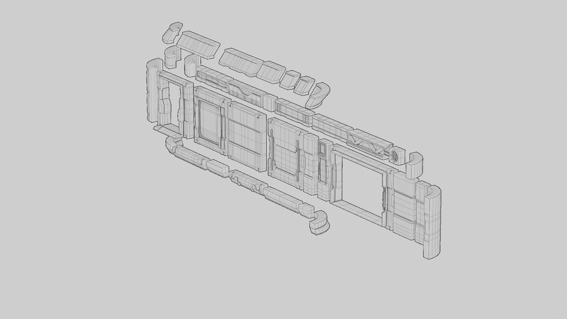 3D model SCIFI modules kitbash Military Base Building Kit Cyberpunk VR ...