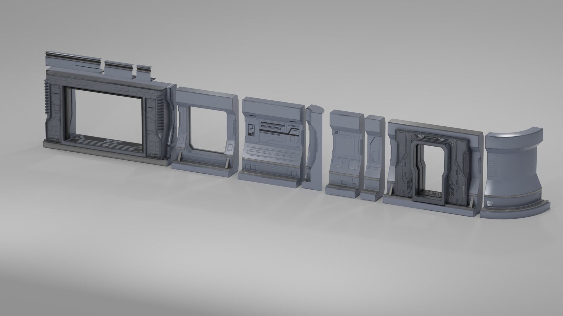 3D model SCIFI modules kitbash Military Base Building Kit Cyberpunk VR ...