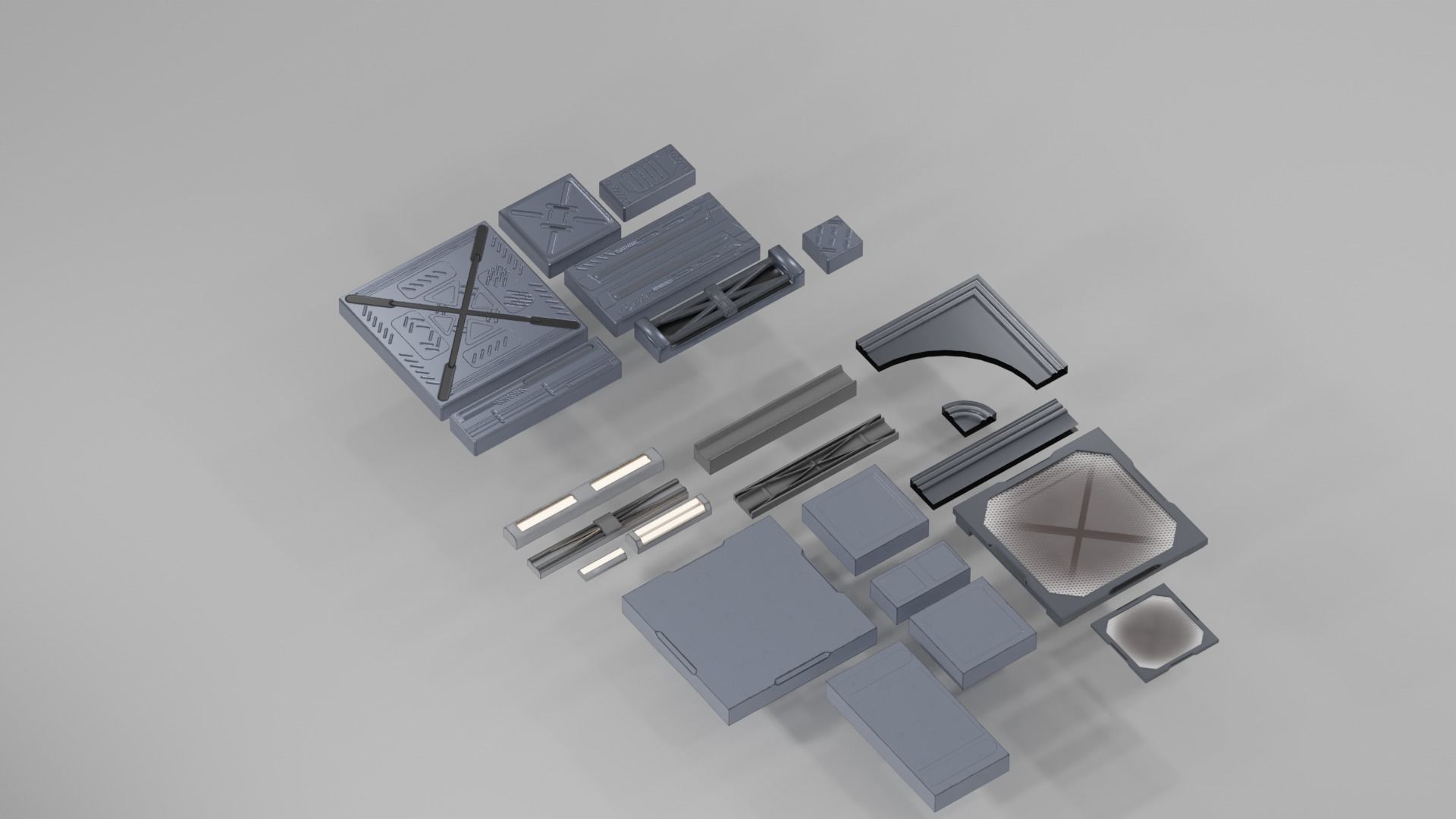 3D model SCIFI modules kitbash Military Base Building Kit Cyberpunk VR ...