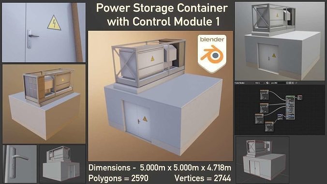 3D model Power Storage Container with Control Module 1 VR / AR / low ...