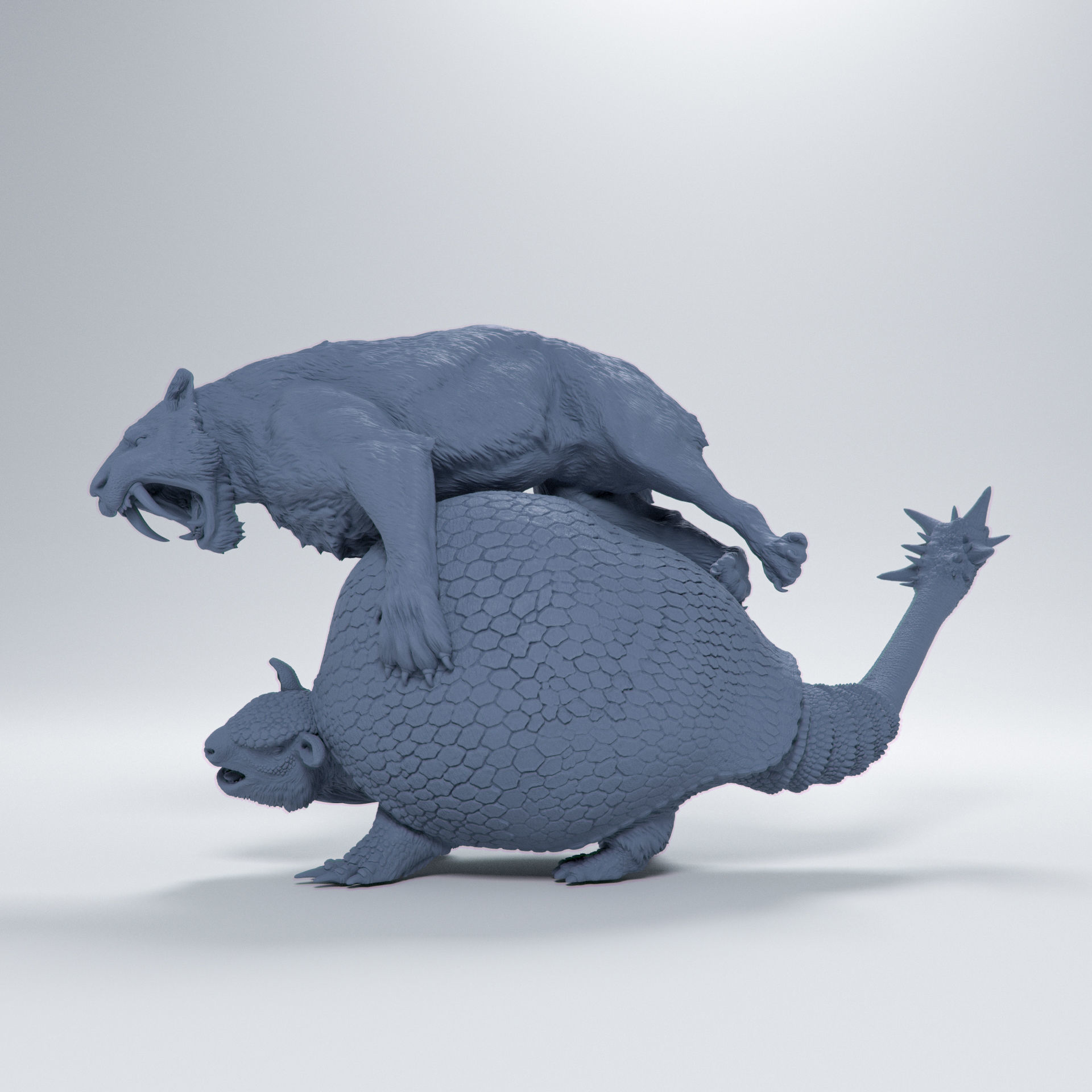 Doedicurus vs Smilodon 1-35 scale pre-supported 3D model 3D printable ...