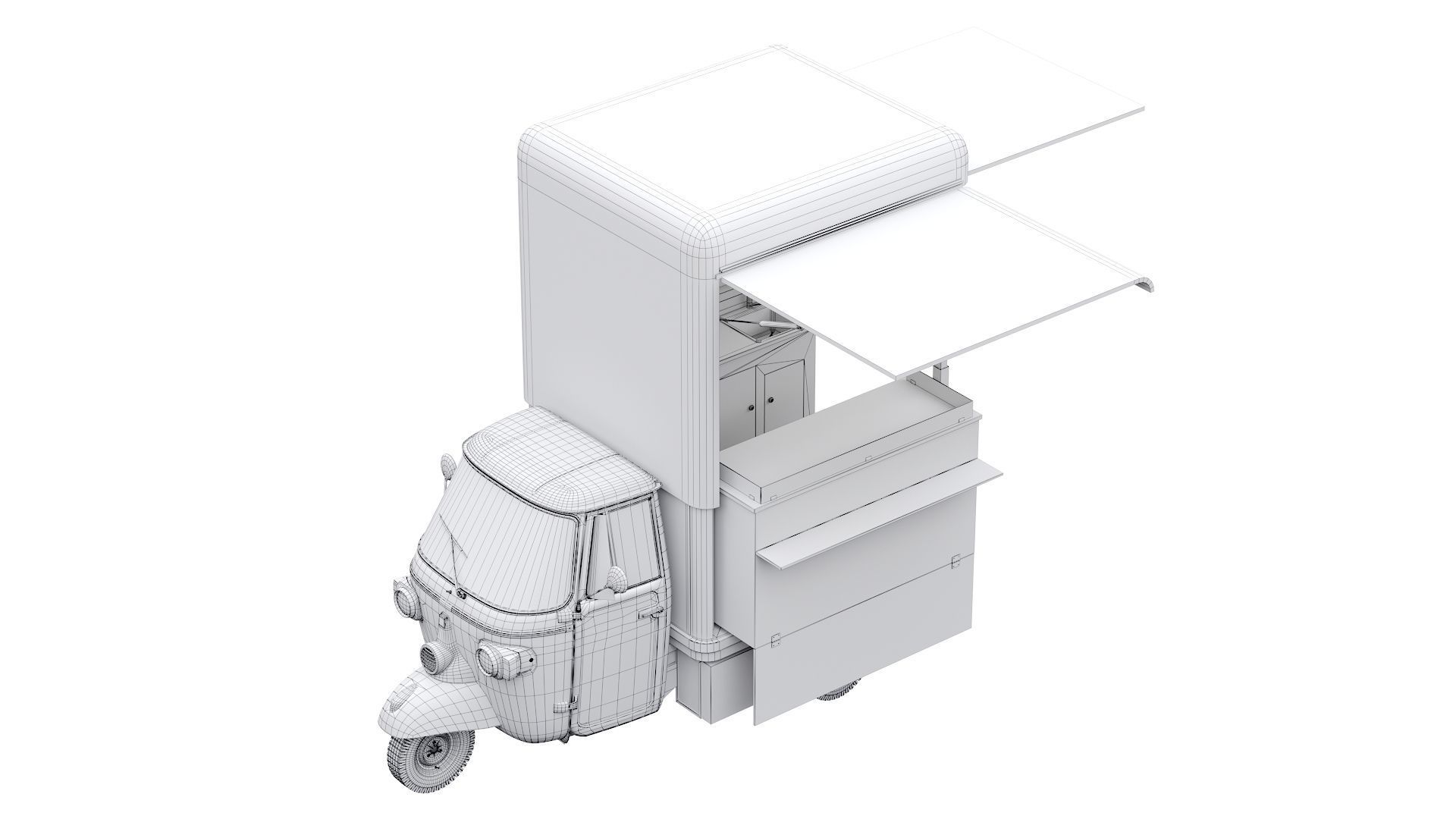 Piaggio Ape V-Curve Food Track 3D model animated rigged | CGTrader