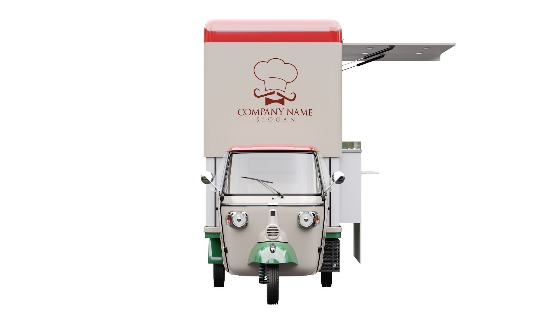 Piaggio Ape V-Curve Food Track 3D model animated rigged | CGTrader