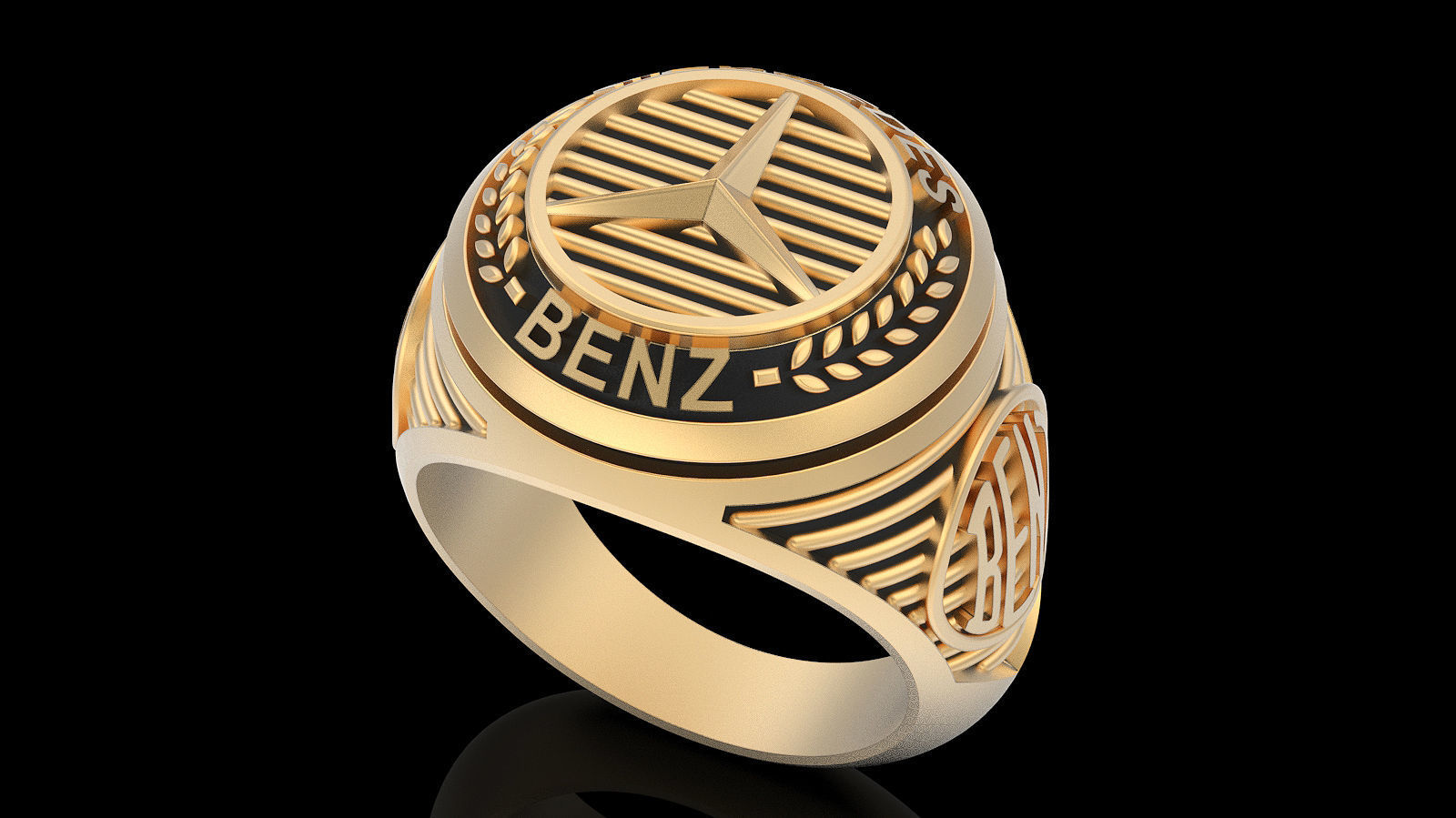 Benz ring silver gold printable jewelry 3D model 3D model 3D printable ...