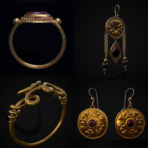 3D Model Collection Gold and Ruby Jewelry VR / AR / low-poly | CGTrader