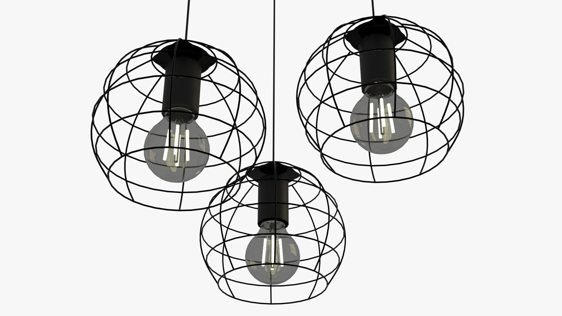 Spherical Shape Hanging Light with LED Bulb E27 3D model | CGTrader