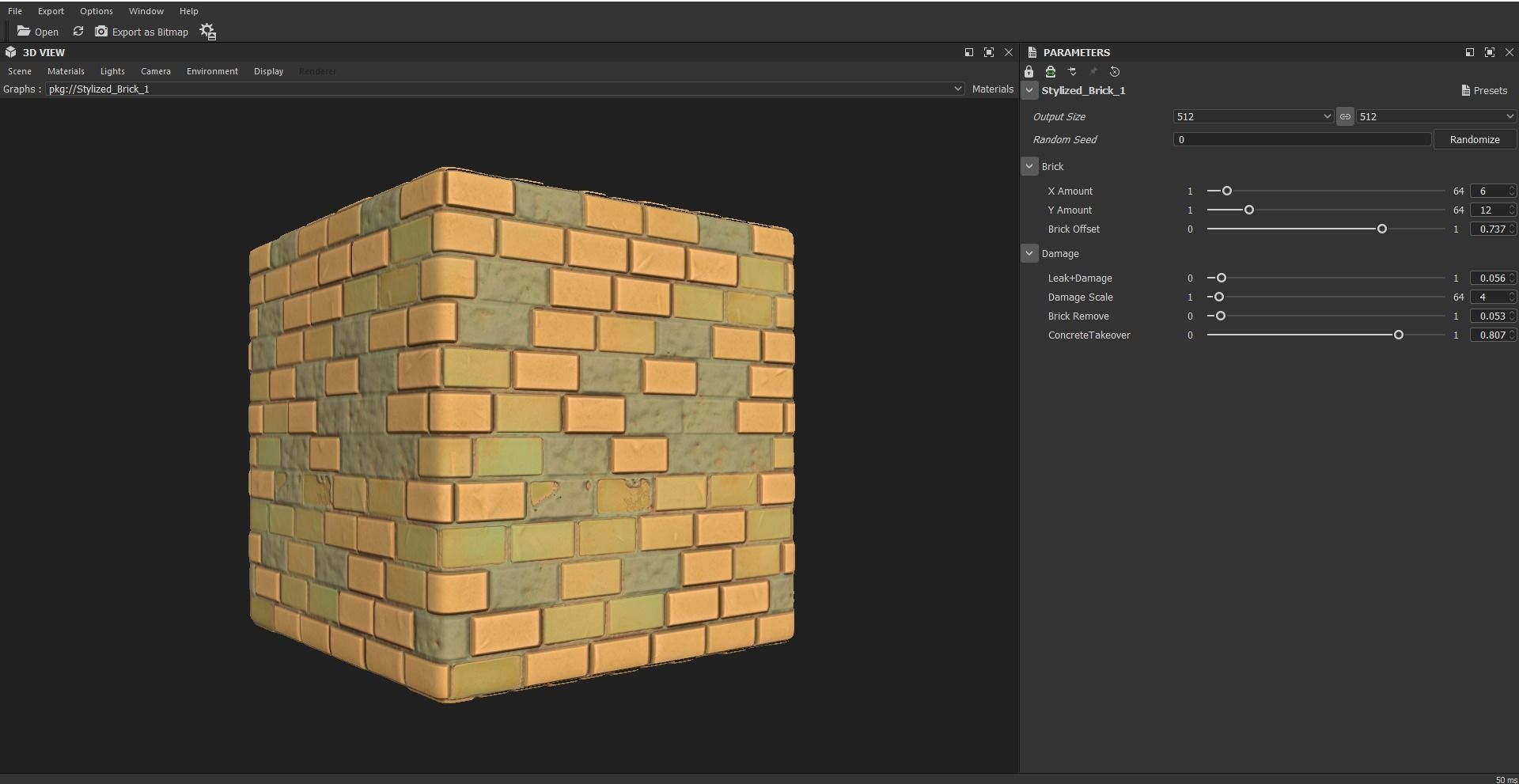 Stylized Brick 1- Substance Procedural Generator Material Texture ...
