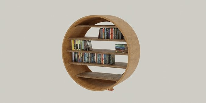 3D model Circular Wooden Bookshelf - Low Poly - 3D Model - Blender VR ...