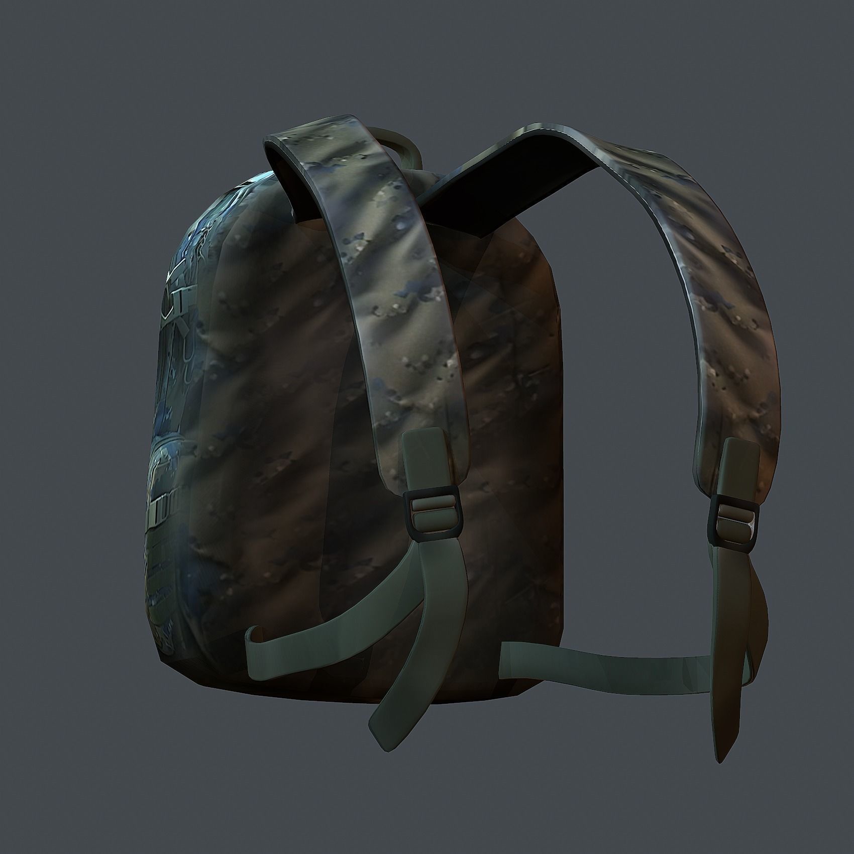 3D model Backpack military combat Black baggage Low-poly 3D model VR ...