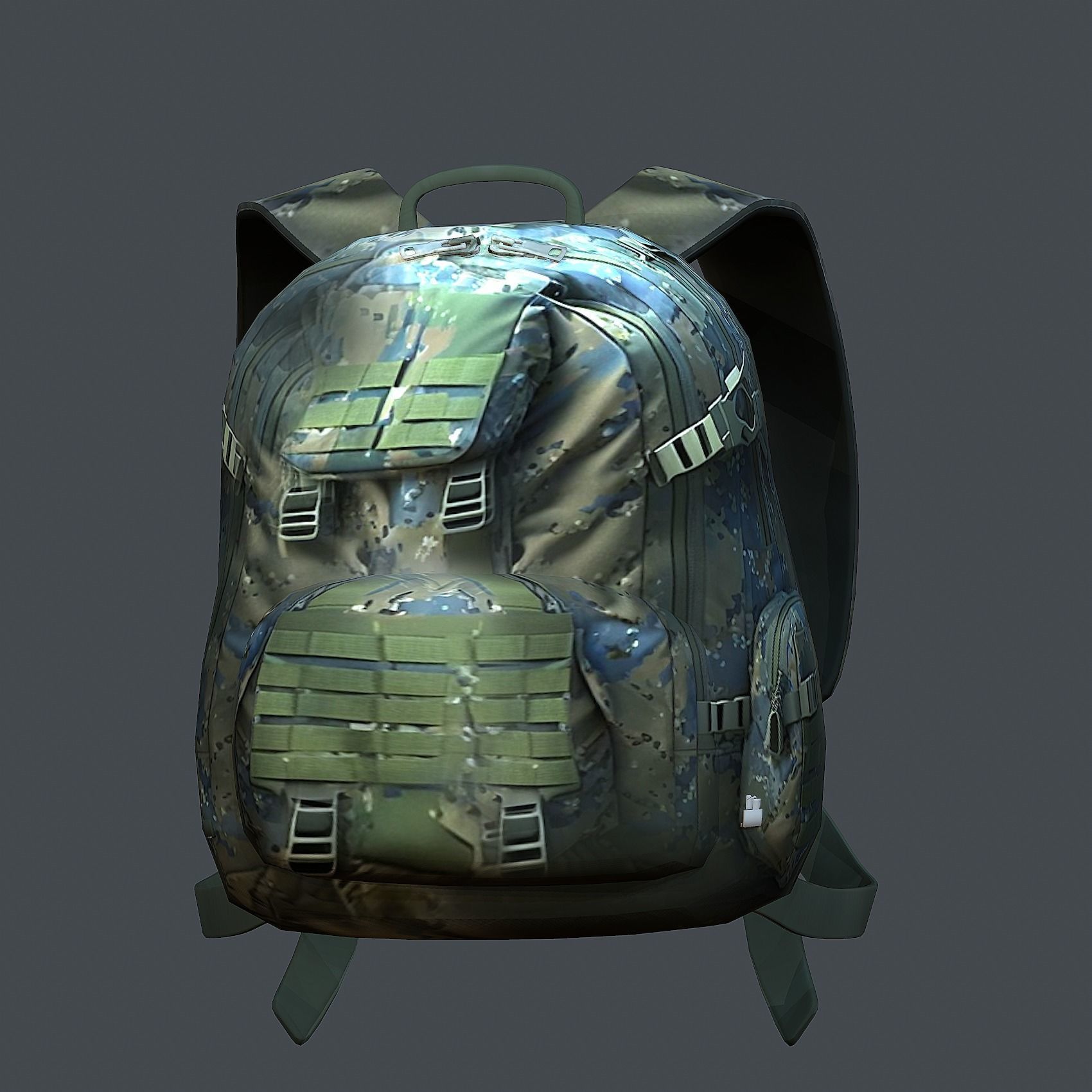 3D model Backpack military combat Black baggage Low-poly 3D model VR ...