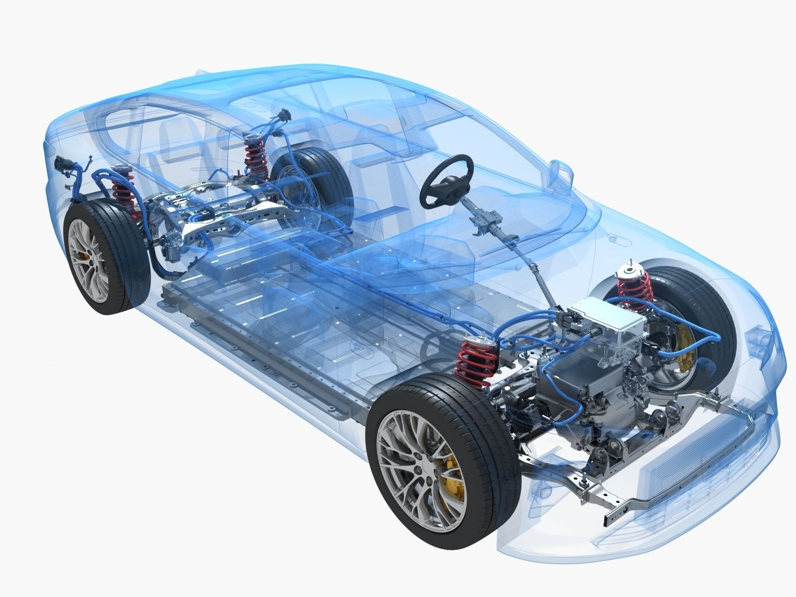 Electric car chassis X-ray 3D model | CGTrader