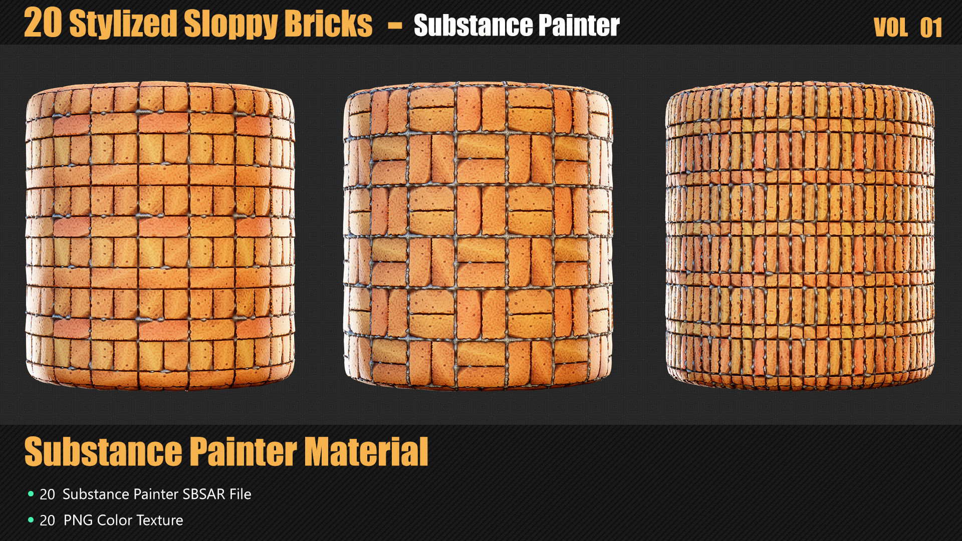 20 Stylized Sloppy Bricks Materials Substance Painter Texture | CGTrader