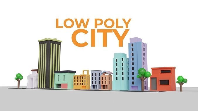 3D model Urban - Low Poly 3d city building model VR / AR / low-poly ...