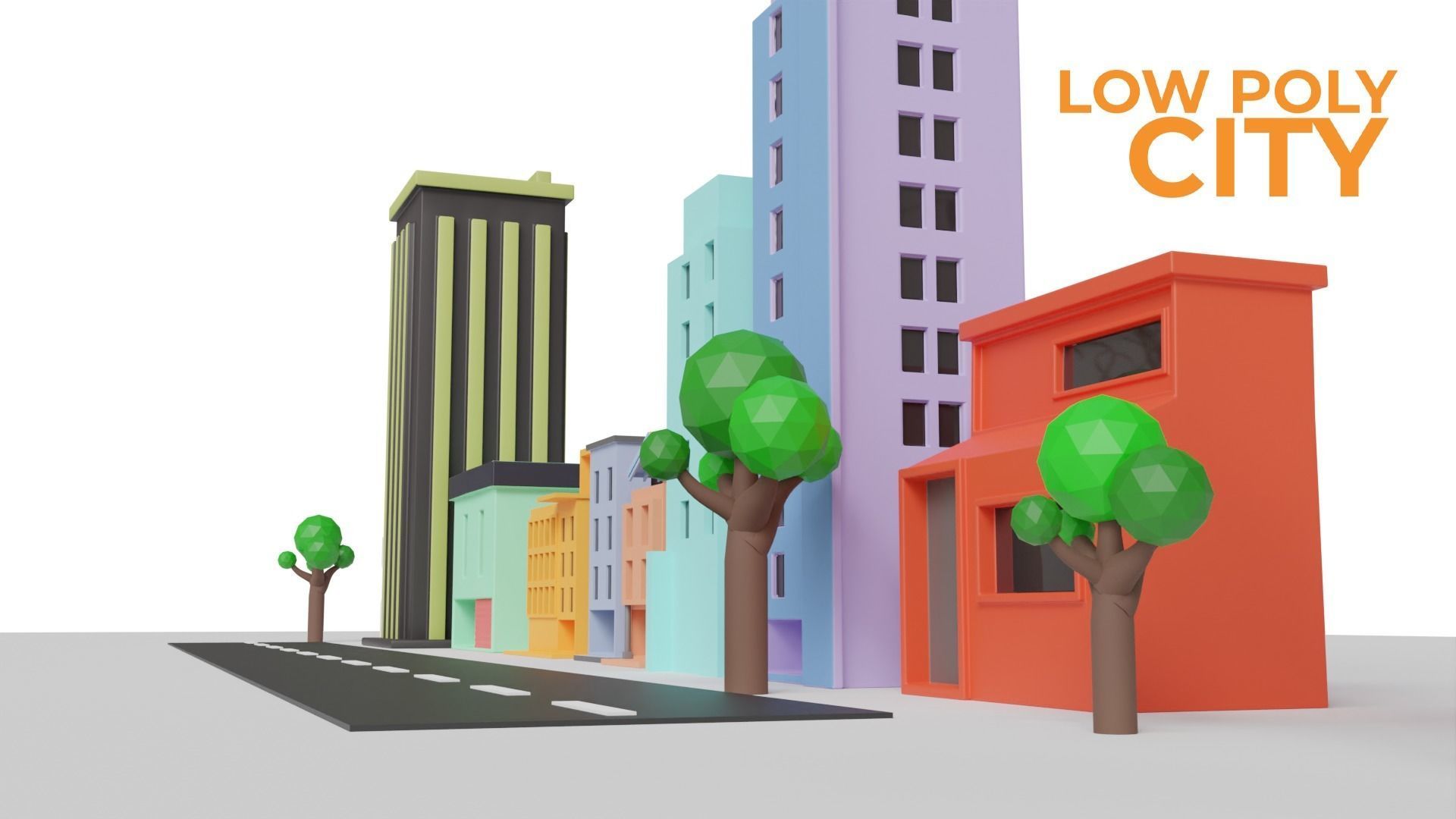 3D model Urban - Low Poly 3d city building model VR / AR / low-poly ...