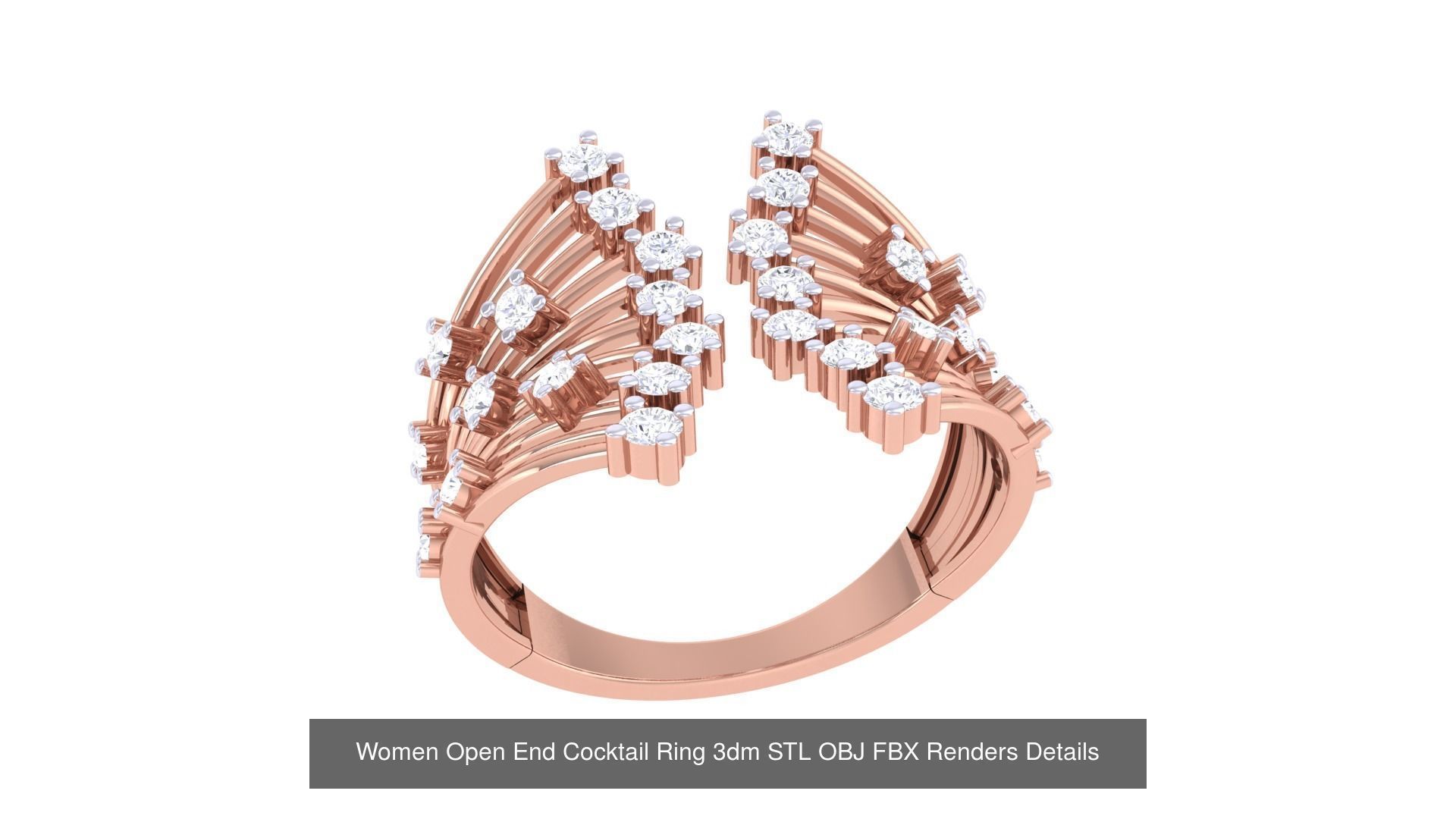 20 Women Open End Ring 3dm STL OBJ FBX Render Details Collection | CGTrader