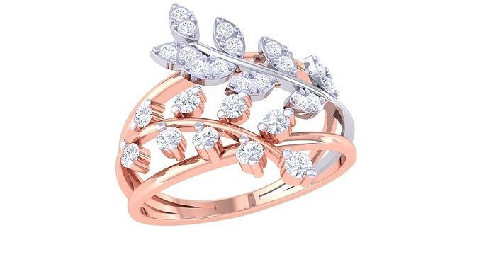 Leaf Flower Ring 3dm STL OBJ FBX Renders Details 3D model 3D printable | CGTrader