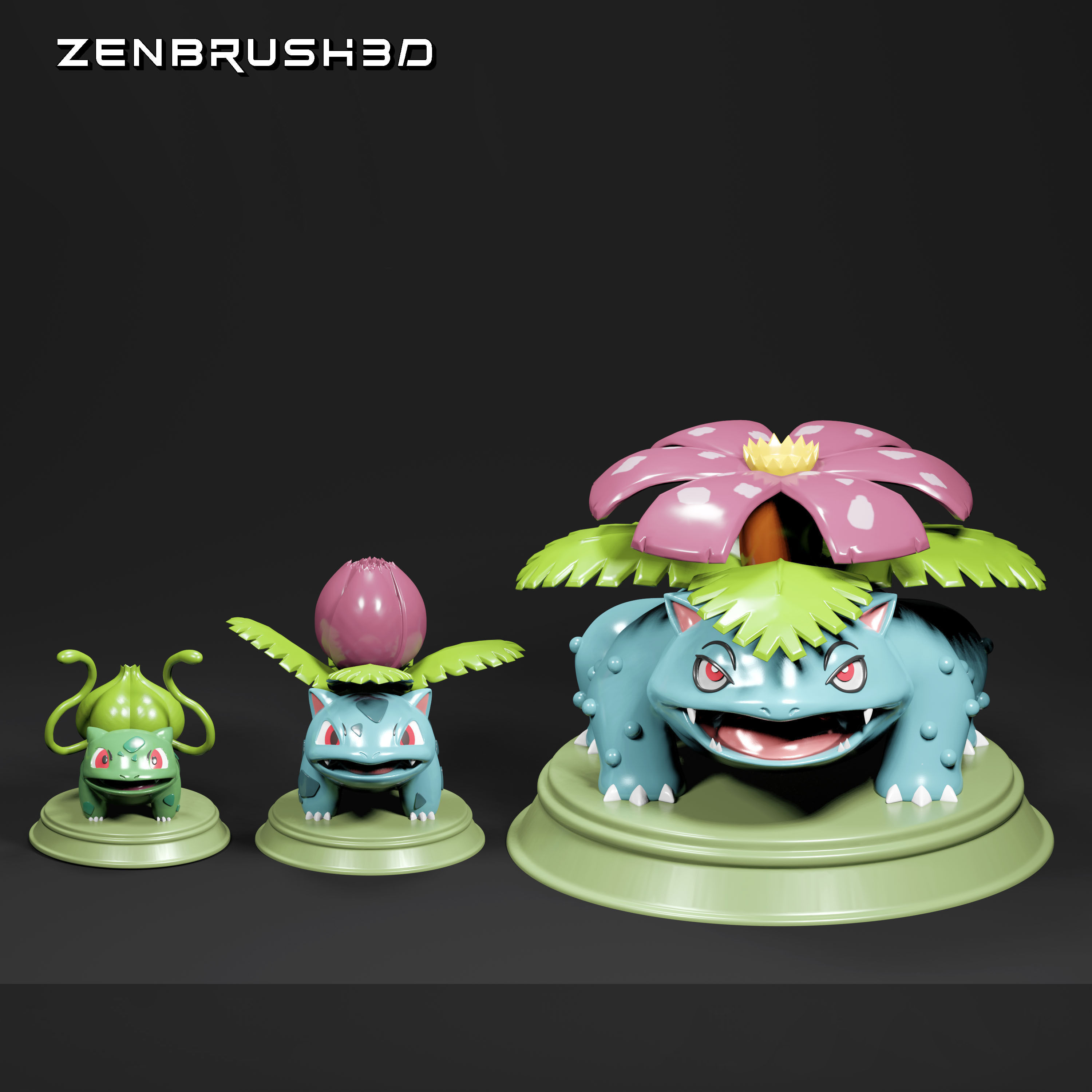 BULBASAUR EVOLUTION pokemon 3D model 3D printable | CGTrader