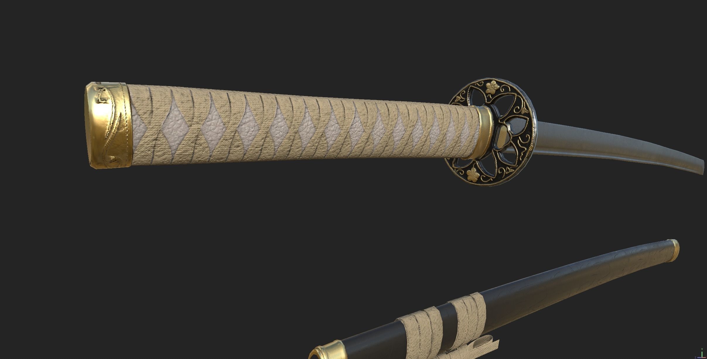 3D model Katana Low Poly 3D Model Game Friendly VR / AR / low-poly ...