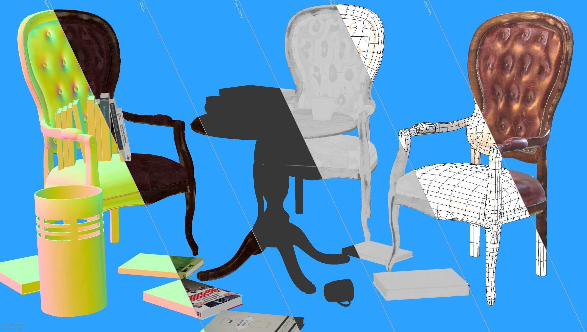 3D model Chair And Table Pack - PBR Game Ready Props VR / AR / low-poly ...