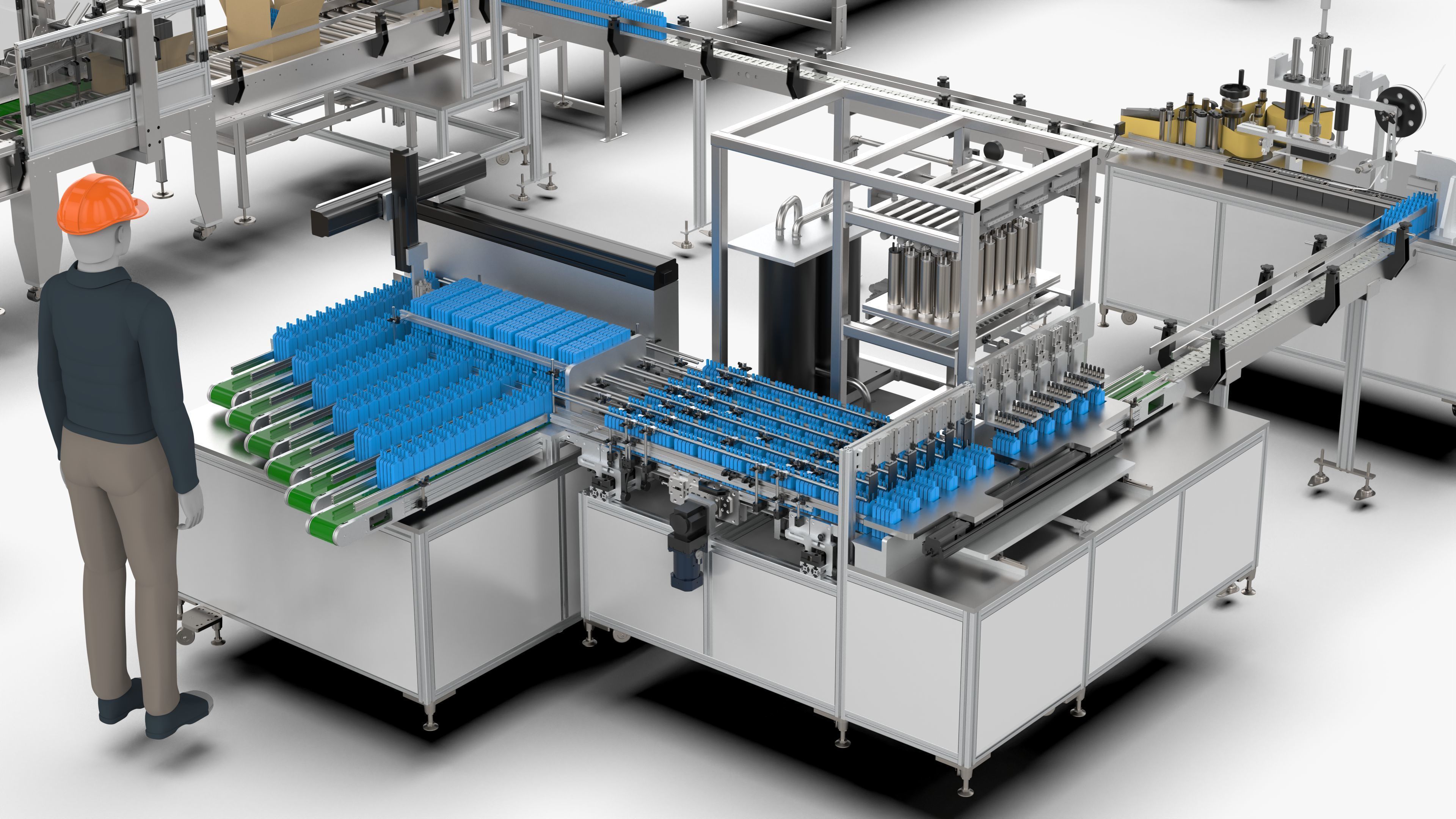 Automatic Loading And Unloading Labeling And Palletizing Line 3d Model