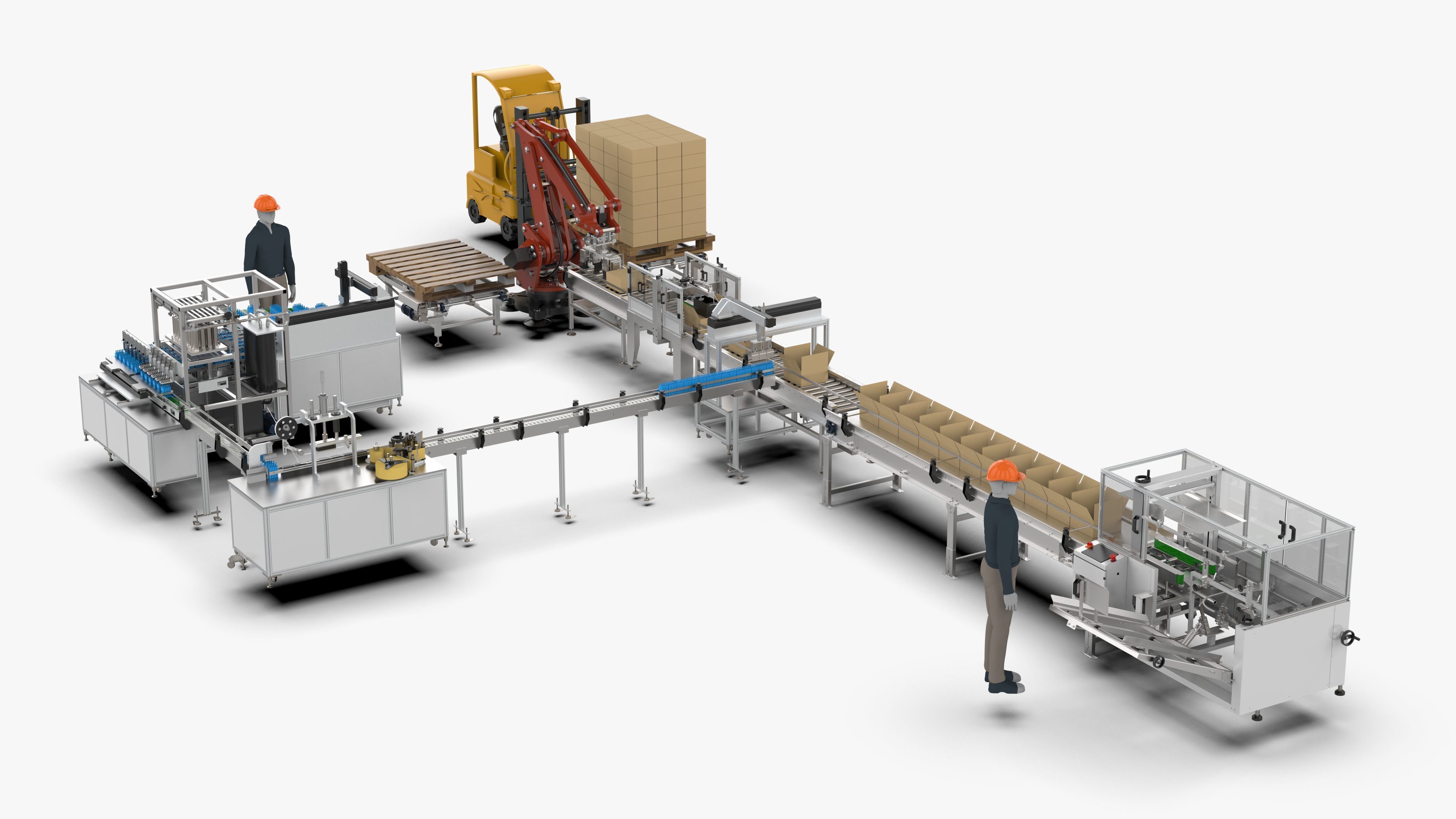 Automatic Loading And Unloading Labeling And Palletizing Line 3d Model