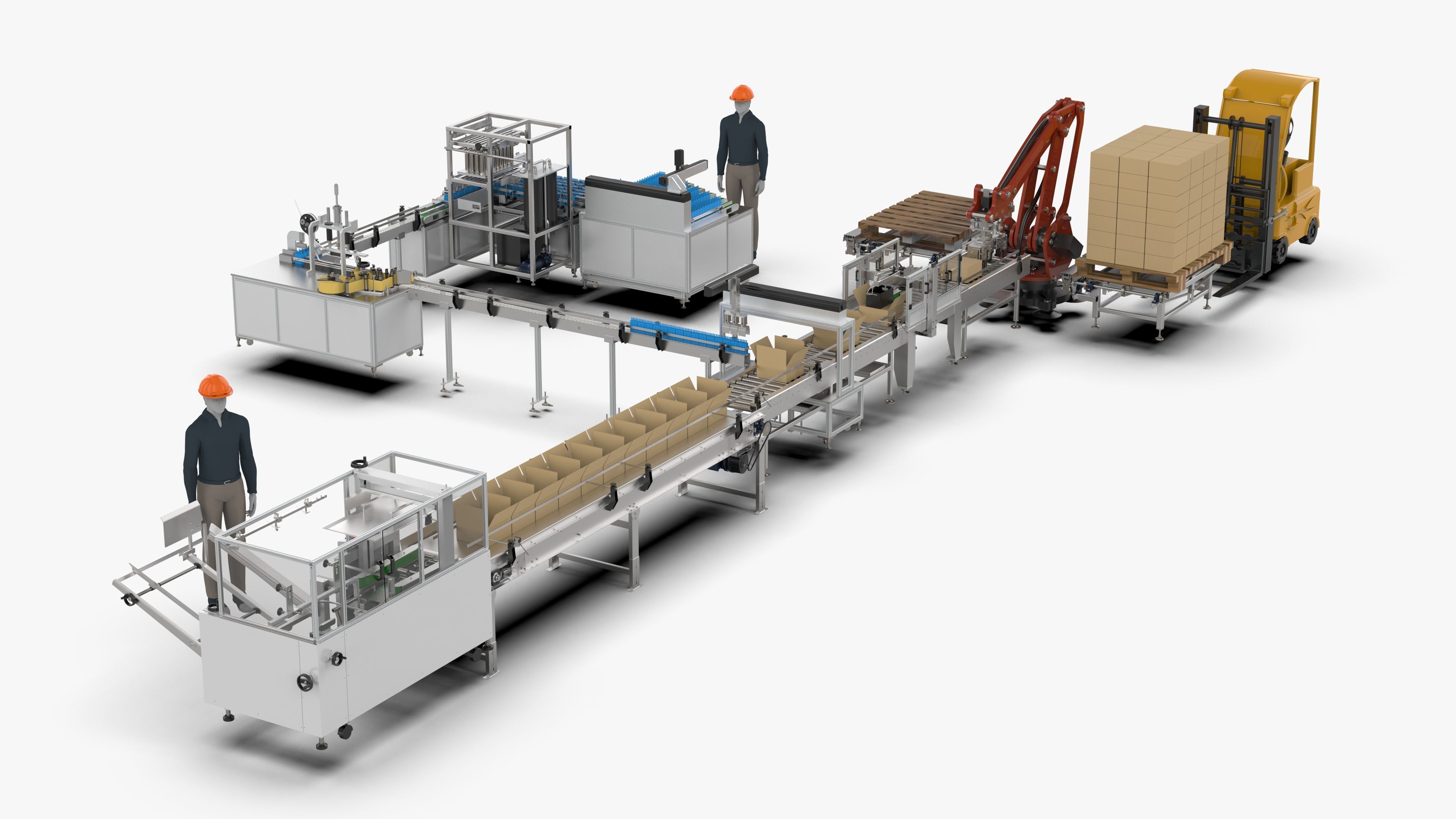 Automatic Loading And Unloading Labeling And Palletizing Line 3d Model
