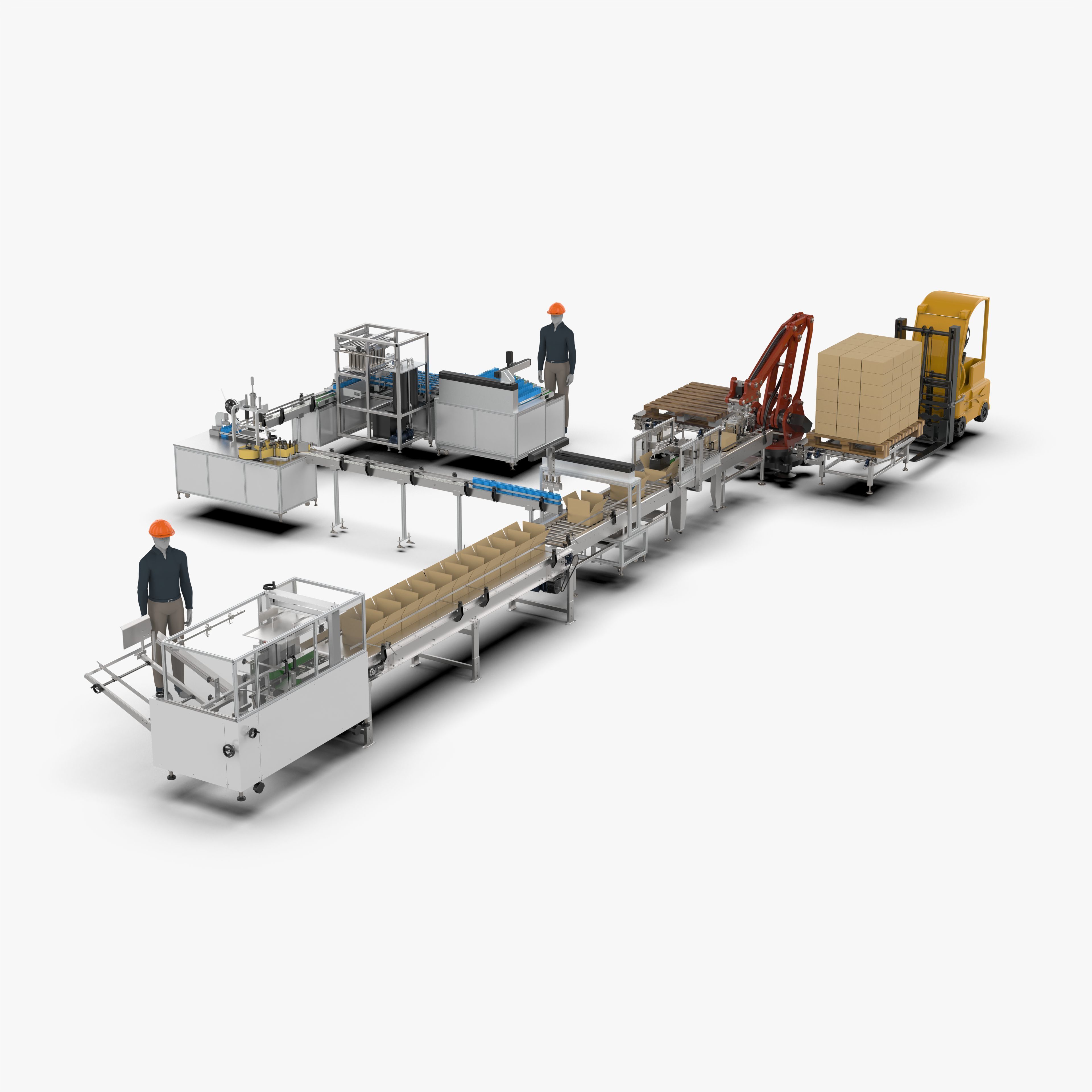 Automatic Loading and Unloading Labeling and Palletizing Line 3D model ...