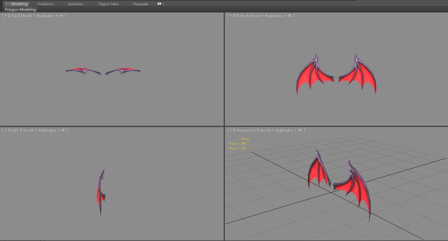 3D model Cartoon red devil wing - halloween VR / AR / low-poly | CGTrader