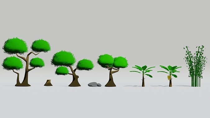 Stylized Asia Trees Blender 3D model | CGTrader